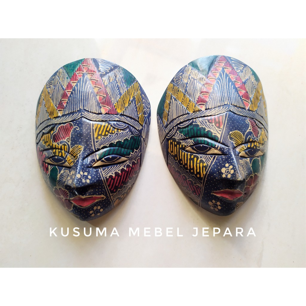 Jual Set 2 buah Topeng Kayu Tradisional Motif Batik Panjang 25cm ...