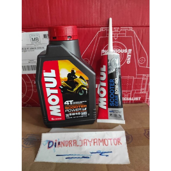 Jual new produk!! paket oli matic Motul power le 1 lt SAE 5-40+oli gear ...