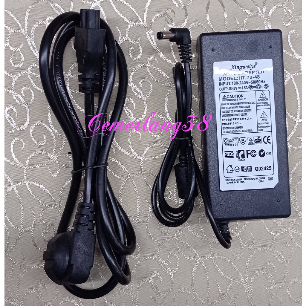 Jual Switching Adaptor 48V 1.5A + kabel Power supply PSU 48 Volt 1.5 ...