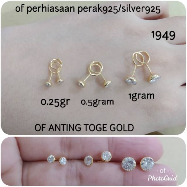 Jual ANTING BAYI TOGE 0.5GR PERAK 925 LAPIS KUNING ATGB | Shopee Indonesia
