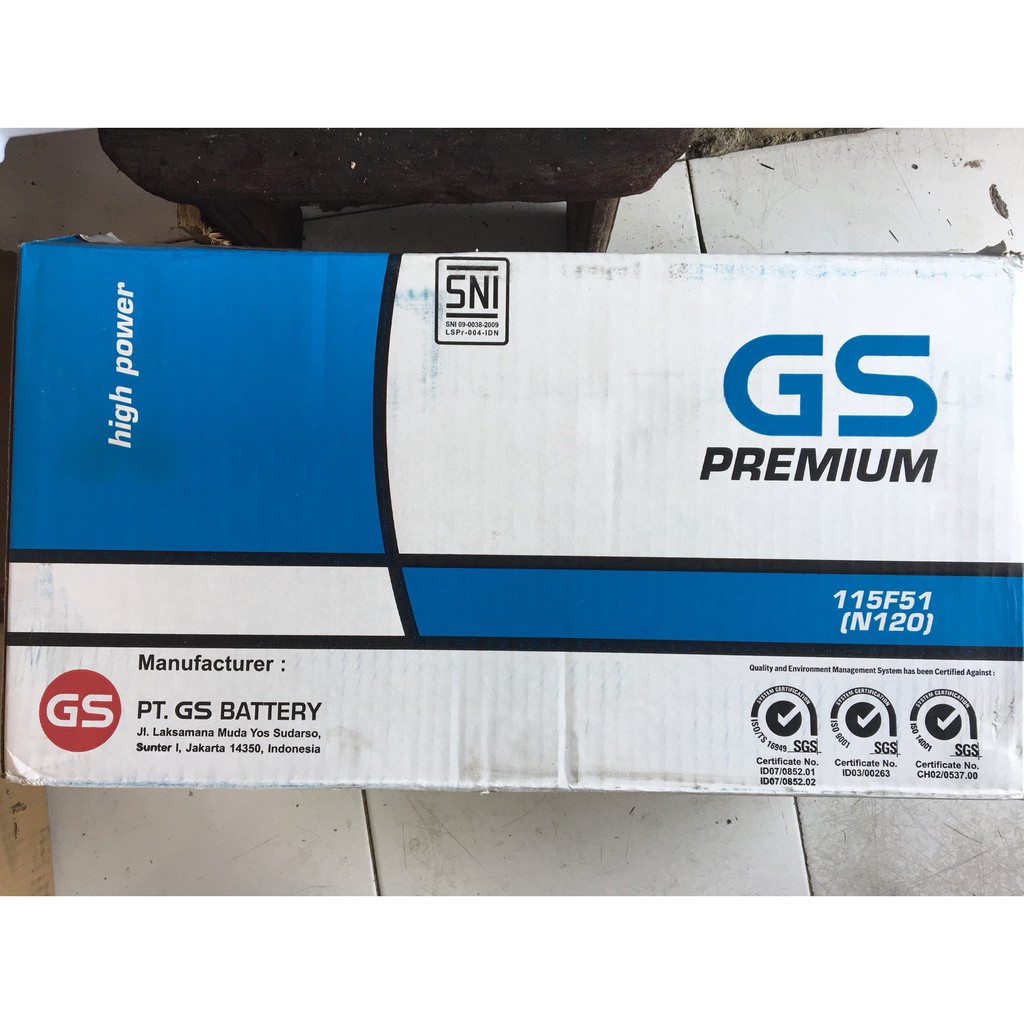 Jual Aki Mobil Basah GS Premium N120 / 115F51 12v 120Ah ORI Astra | Shopee Indonesia