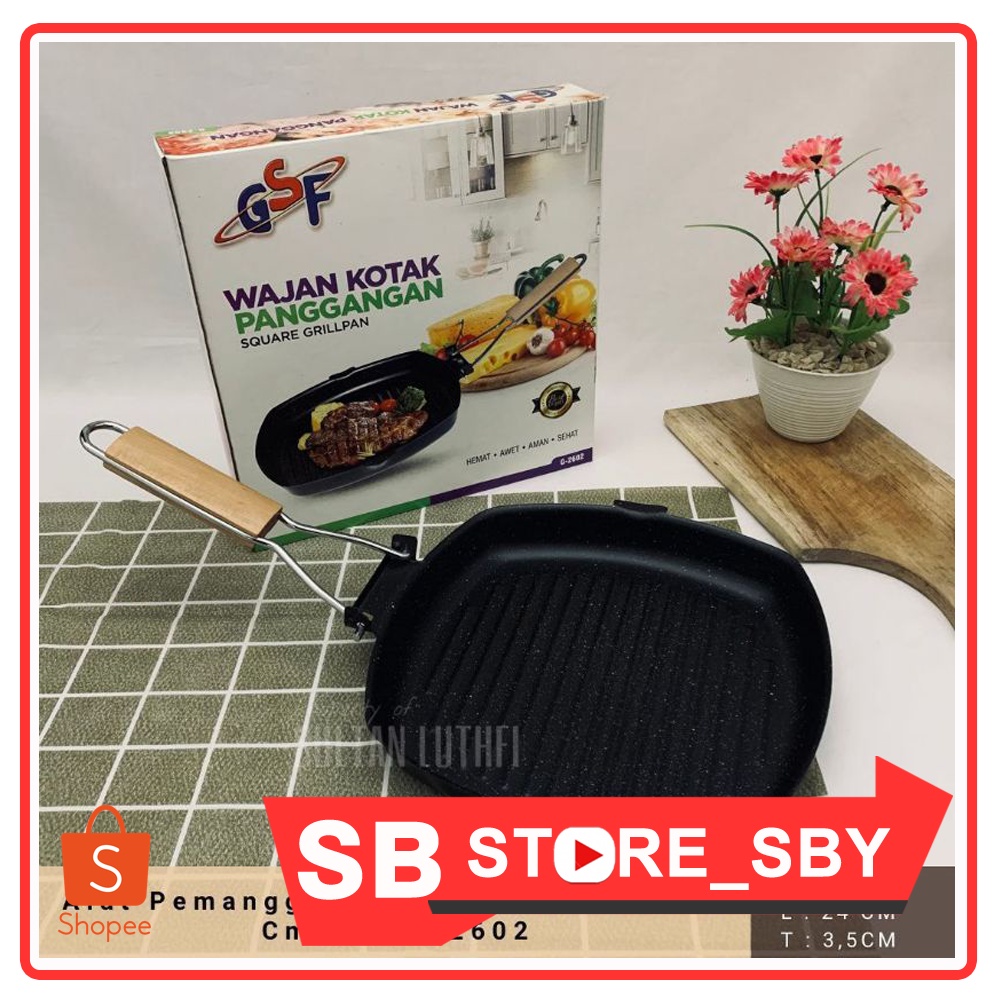 Jual GSF Square Grill Pan G 2602 Panggangan BBQ 24cm | Shopee Indonesia
