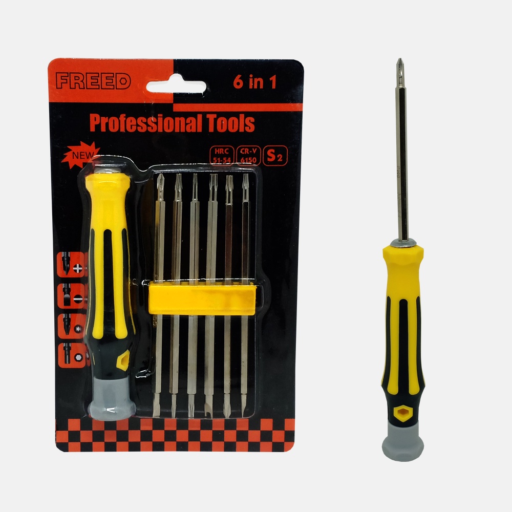 Jual Obeng Mini Bolak Balik Set 6 In 1 Obeng 12 Mata Obeng Plus Minus ...