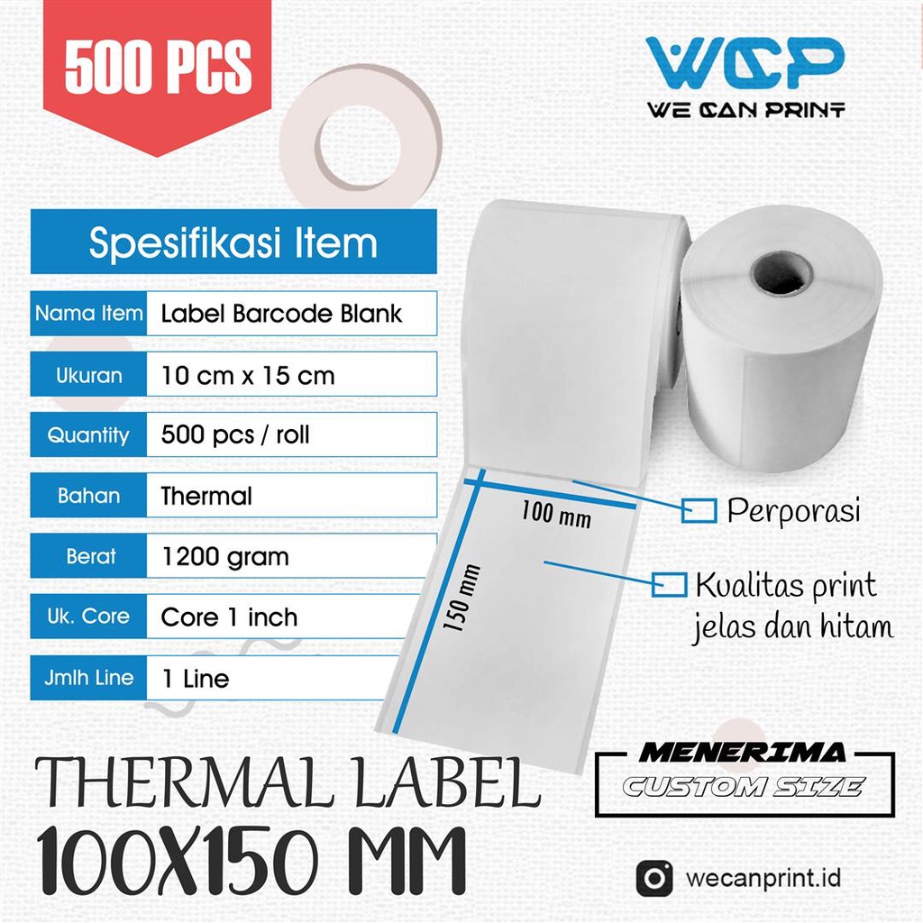 Jual Label Barcode MURAH 100 x 150 A6 Kertas Stiker Thermal 500 pcs | Shopee Indonesia