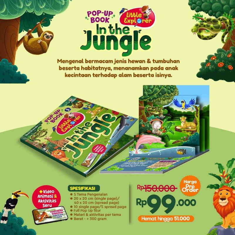 Jual [READY] Buku Interaktif Anak Pop Up Book Little Explore / Explorer In the Jungle by Ziyad ...