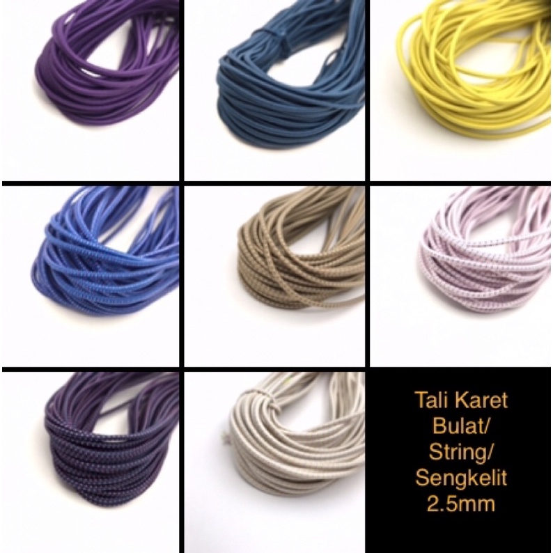 Jual TALI KARET 2.5mm [±22.8Meter/25Yards] KARET BULAT|STRING|SENGKELIT ...