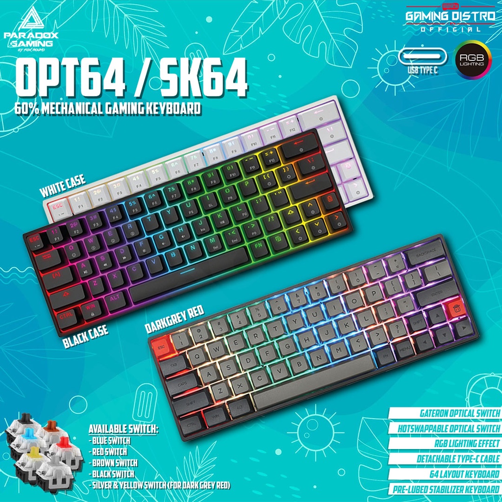 Jual Paradox Ghost OPT 64 / SK64 RGB Hotswap Mechanical Gaming Keyboard ...