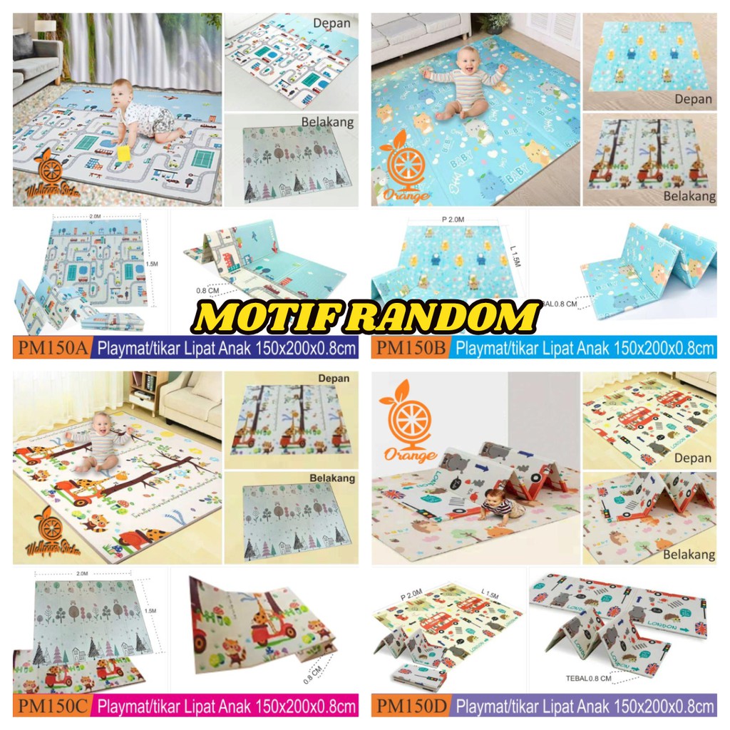 Jual Playmat Premium Anak Bayi Lipat Tebal Double Pad 2 Ukuran Motif ...