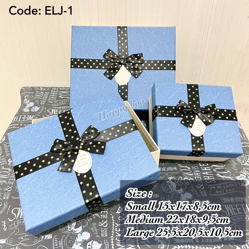 Jual kotak kado box kado elj1 kotak kado hammpers kotak kado set 3 susun satuan large medium ...
