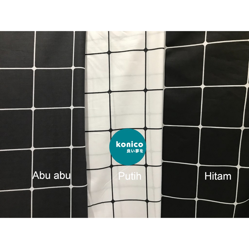 Jual KONICO kain Katun sprei Meteran motif MARCO KOTAK HITAM PUTIH ABU AYLA MONOKROM AESTHETIC ...