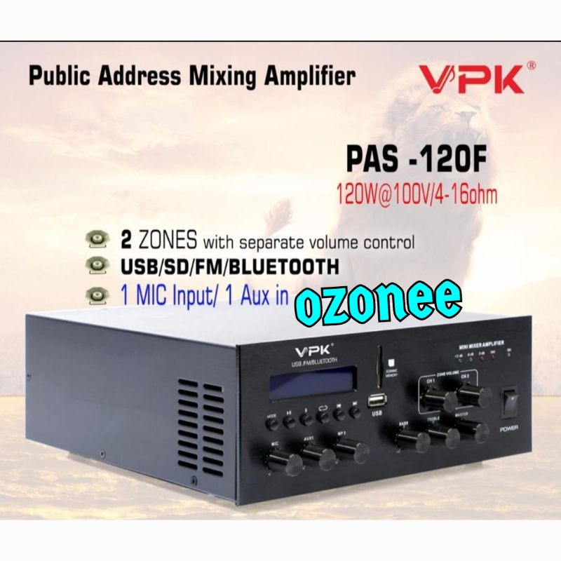 Jual AMPLI PUBLIC ADDRESS VPK PAS 120F 120 WATT 2 ZONES PUBLIC ORIGINAL ...