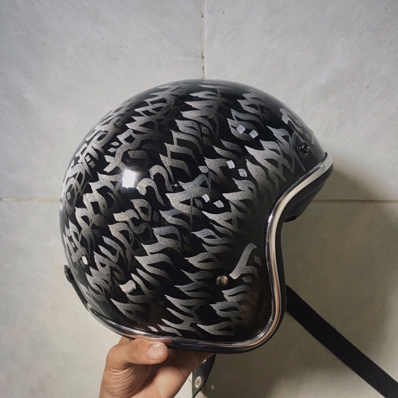 Jual Helm Custom Motif 3D Caligraffiti / Graffity - Helm Chopper Bobber ...