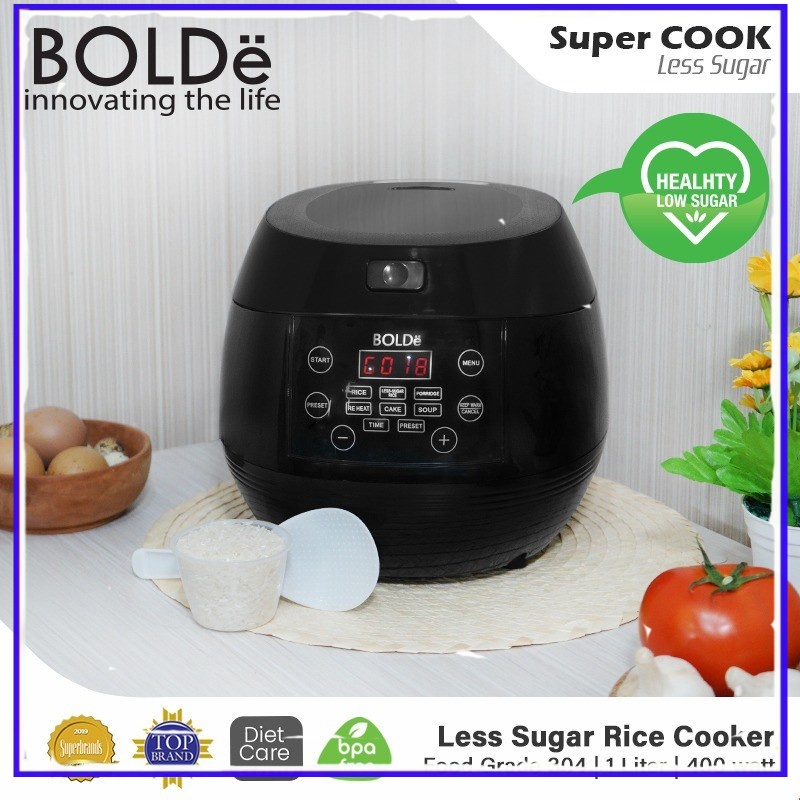 Jual Rice Cooker BOLDe Super COOK Less Sugar 1 Liter Low Carbo 400 Watt ...