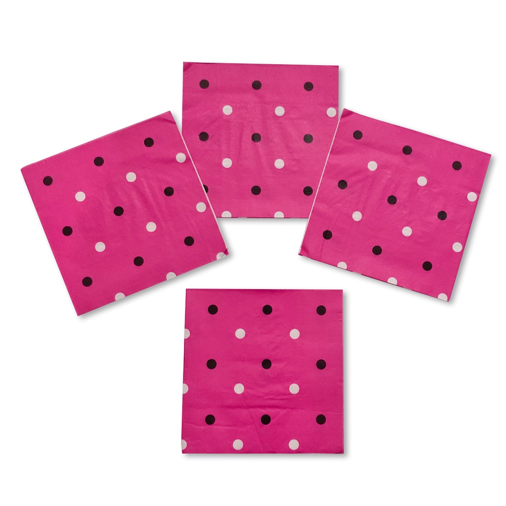 Jual Tissue Pesta / Tisu Warna Hot Pink Motif Polkadot ( pack isi 20 ...