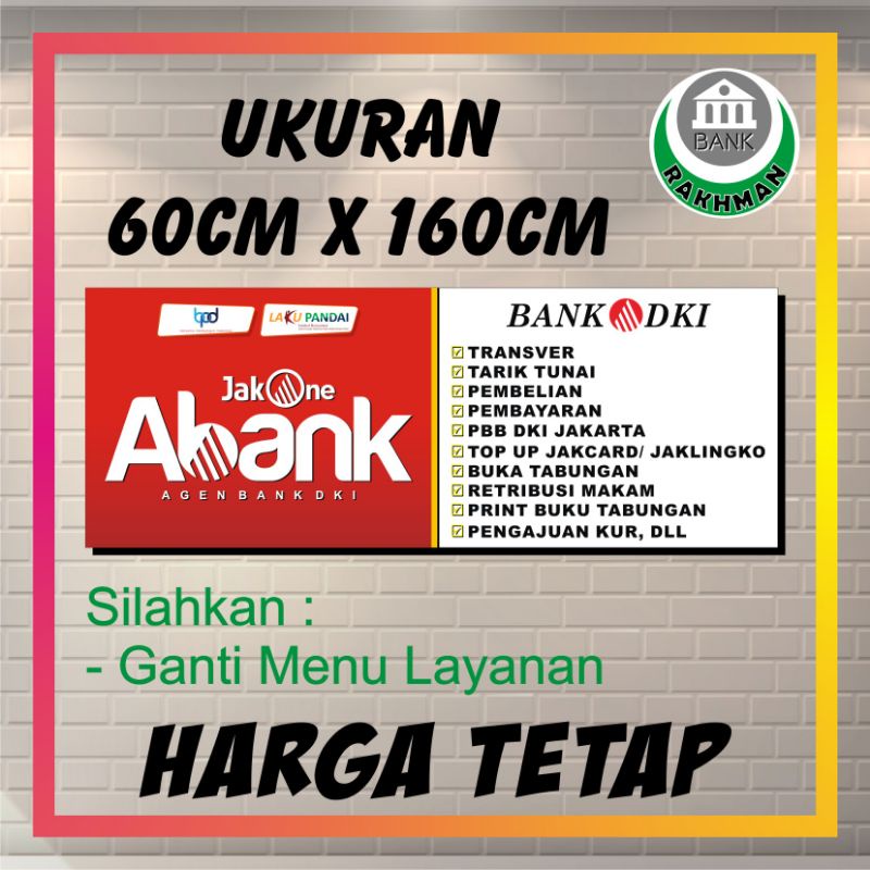 Jual SPANDUK BANNER AGEN BANK DKI JAKONE UKURAN 160CM X 60CM | Shopee ...