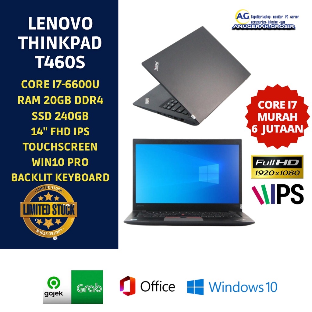 Jual LAPTOP LENOVO THINKPAD T460S CORE I7 RAM 20GB DDR4 SSD 240GB 14 ...