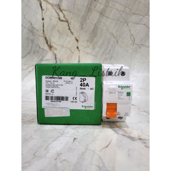 Jual ELCB SCHNEIDER 2P 40A 30mA / RCCB SCHNEIDER 2Phase 40A DOMR01240 | Shopee Indonesia