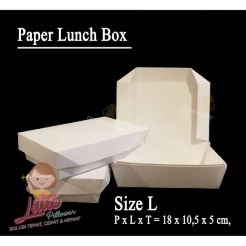 Jual (ISI 50PCS) Paper Lunch Box Kertas L Tanpa Sekat/ Food Container ...