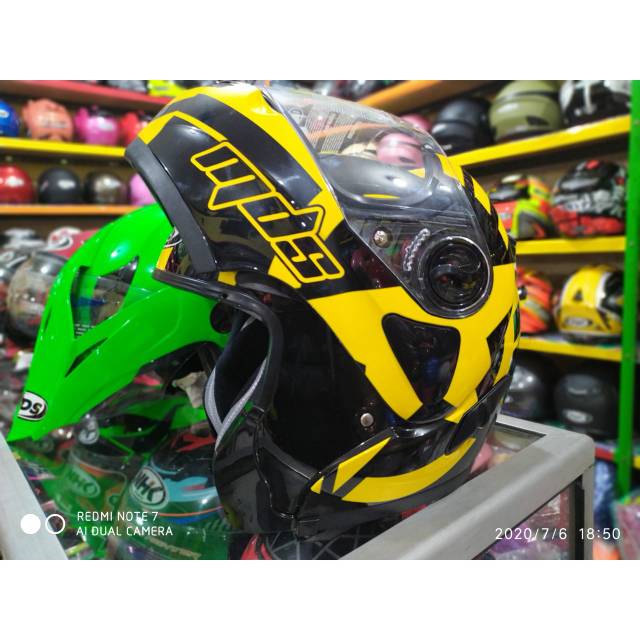 Jual HELM MDS MODULAR/PRORIDER SERI #2 BK YELOW | Shopee Indonesia