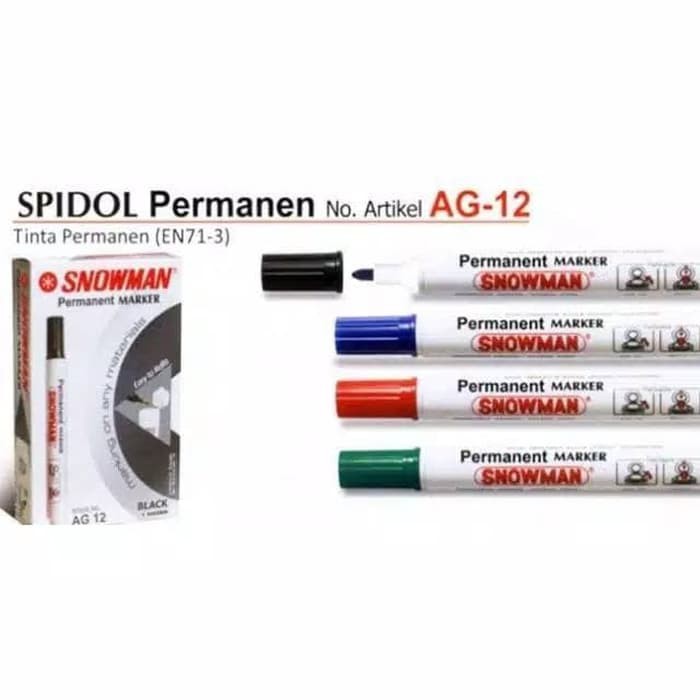 Jual Spidol Snowman Permanent Marker AG 12 [1 pcs | Shopee Indonesia