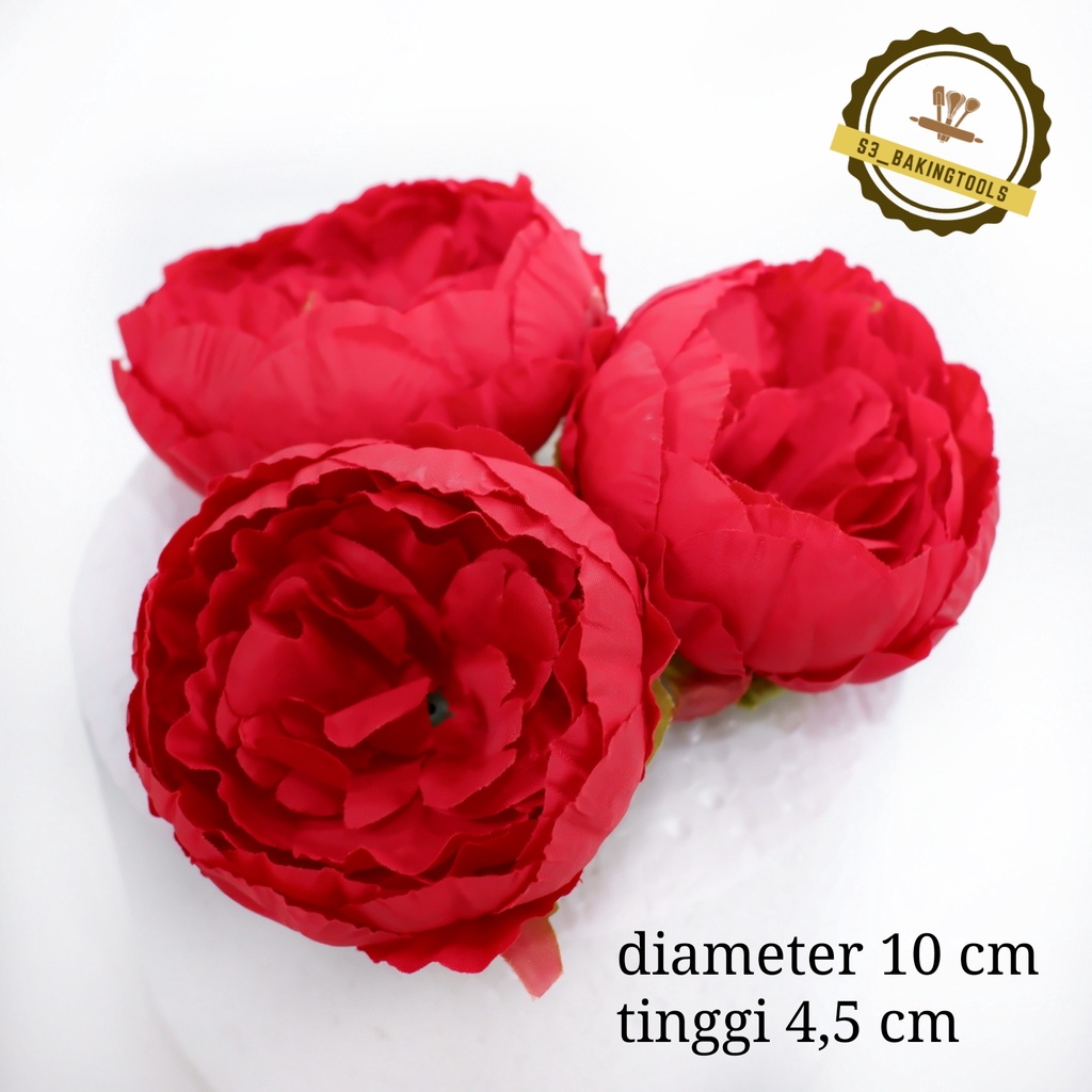 Jual Bunga palsu peony red artificial flower cake topper hiasan kue 3 pcs | Shopee Indonesia