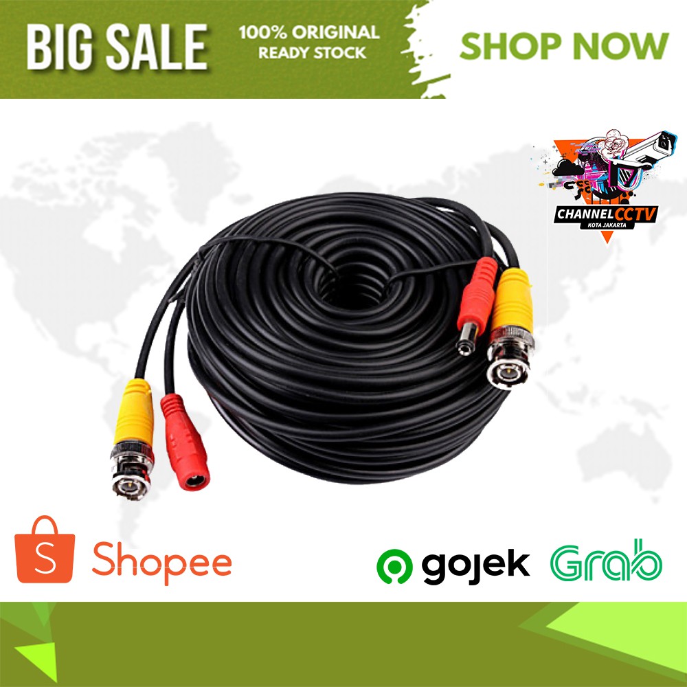 Jual KABEL JADI CCTV 20 METER LANGSUNG ADA BNC DAN DC / KABEL CCTV SUDAH JADI 20M TINGGAL PASANG ...