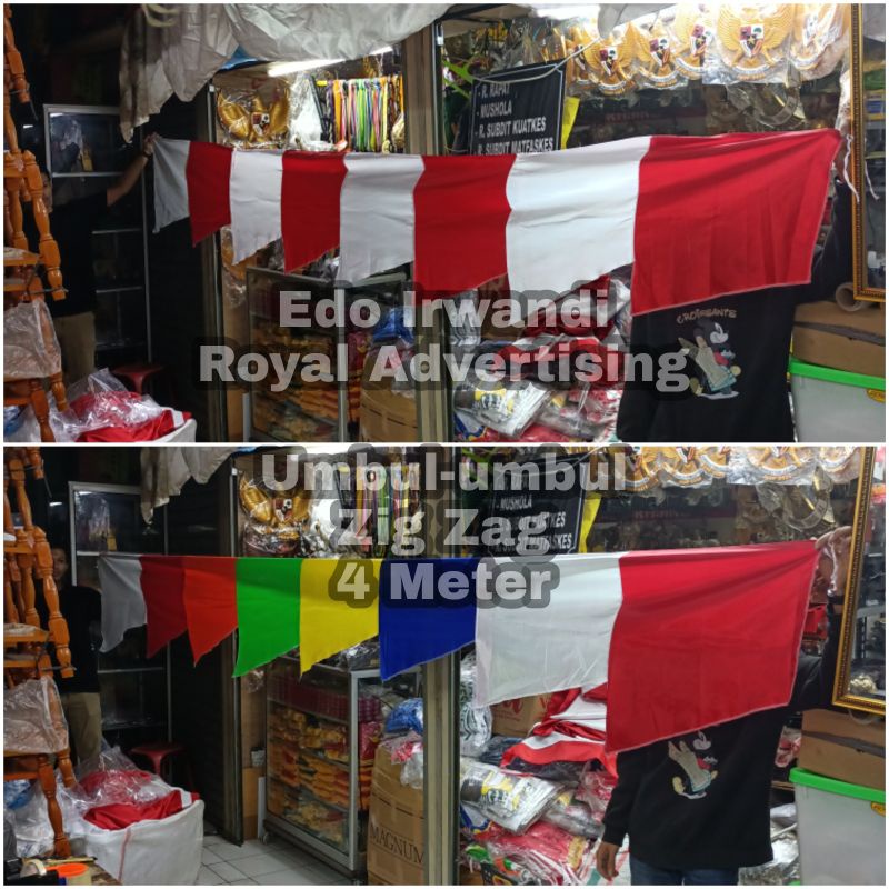 Jual Bendera Umbul-umbul Zig Zag Merah Putih dan Warna Warni Ukuran 4 Meter Ready Stock ...