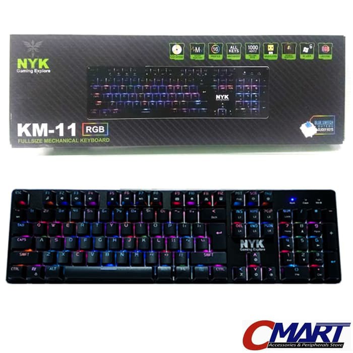 Jual NYK KM-11 RGB Mechanical Gaming Keyboard KM11 BLUE Switch Outemu | Shopee Indonesia