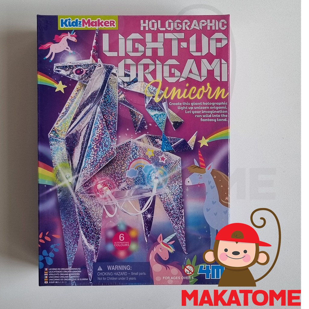 Jual 4M Kidzmaker Holographic Light Up Origami Unicorn kidz maker ...
