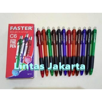 Jual Ballpoint / Pulpen / Pen Merk Faster C6 (12 buah) | Shopee Indonesia