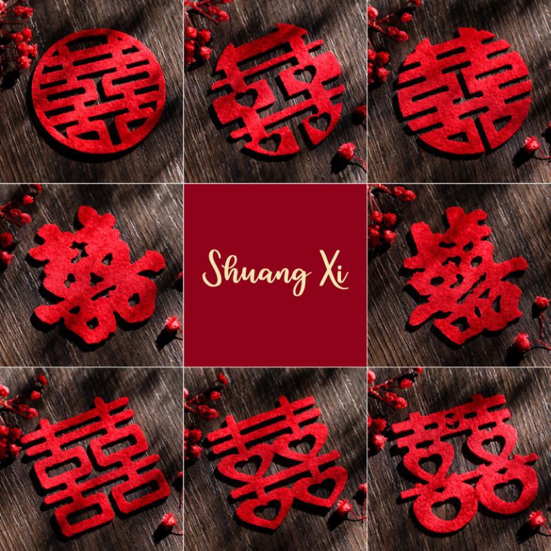 Jual [30pcs SHUANG XI KECIL] Shuang Xi / Double Happiness untuk Taburan ...