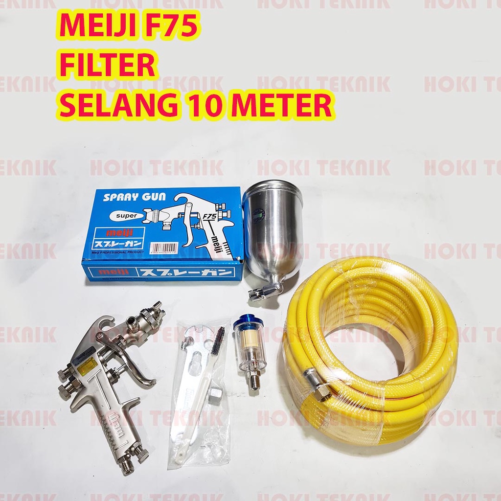 Jual Paket Spray Gun Meiji F75 Selang Angin 10M | Shopee Indonesia