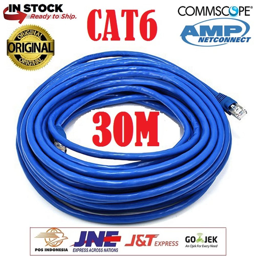 Jual Kabel LAN Cat6 30M UTP AMP Commscope Original Siap Pakai 30 Meter ...