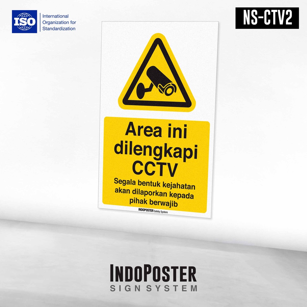 Jual Stiker Safety Sign Rambu K3 ISO CCTV Area Ini Dilengkapi | Shopee Indonesia