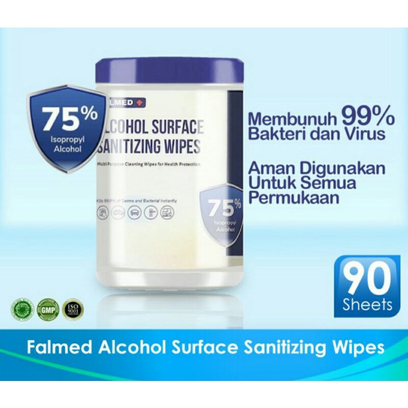 Jual Tisu Alcohol 75% isi 90 lembar Alcohol Surface Sanitizing Wipes ...