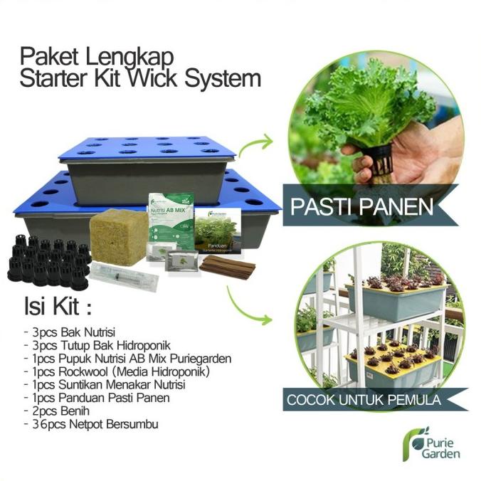 Jual promo Paket Stater Kit Hidroponik Hydroponik Set Pemula Lengkap Wick System | Shopee Indonesia