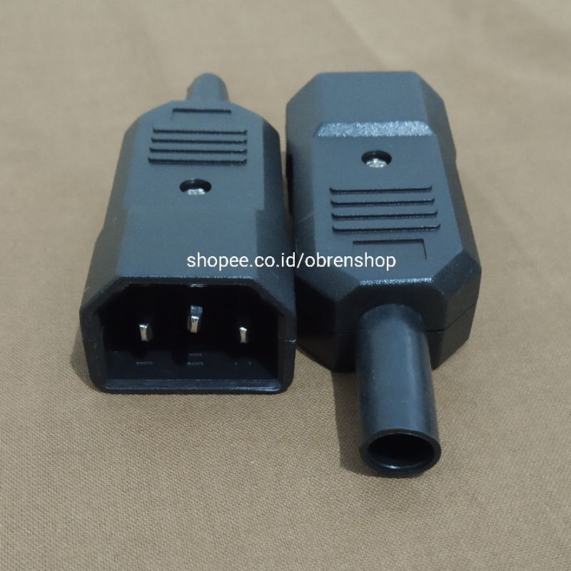 Jual IEC C14 Male Plug Adapter 3 Pin Socket Power Cord Connector ...