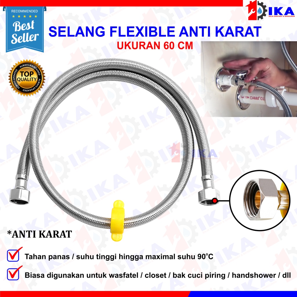 Jual Selang Fleksibel + Ring Pengencang Kran Wastafel Panas Dingin Stainless Steel SUS 304Selang ...