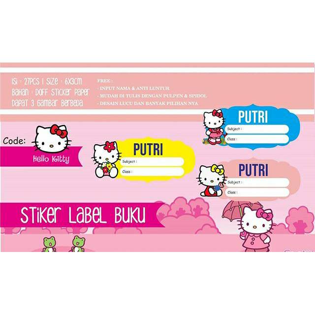 Jual STIKER LABEL BUKU CUSTOM NAMA~ HELLO KITTY | Shopee Indonesia