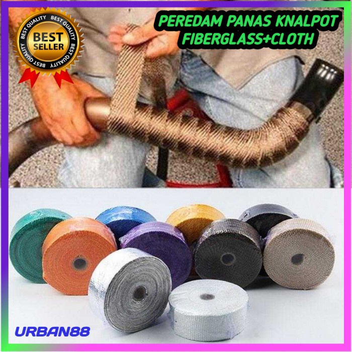 Jual Peredam Panas Knalpot Bahan Fiberglass + Cloth Exhaust Wrap Per 1M ...