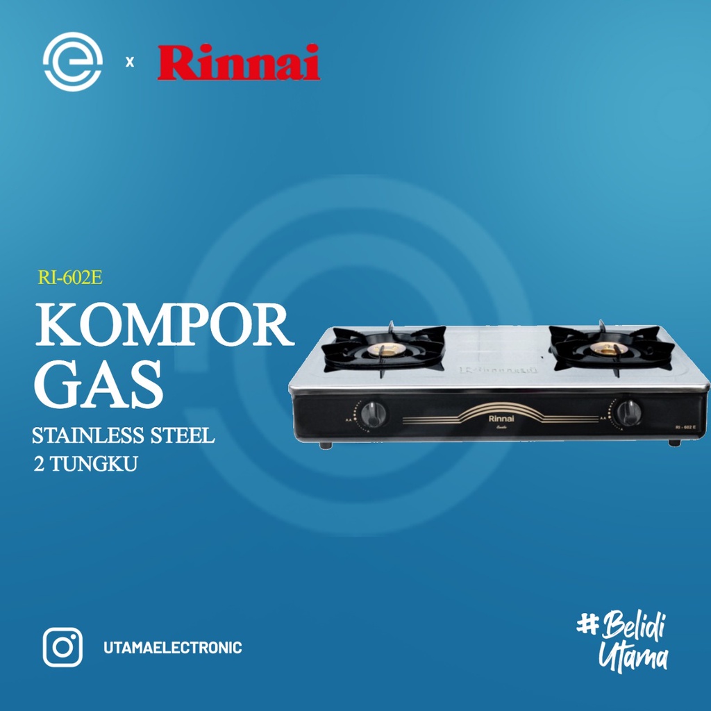 Jual RINNAI Kompor Gas Stainless 2 Tungku RI-602E | Shopee Indonesia