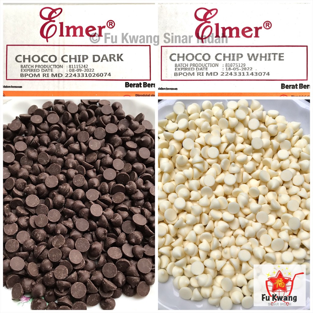 Jual Elmer Dark Choco Chips White Choco Chips 100 gram | Shopee Indonesia