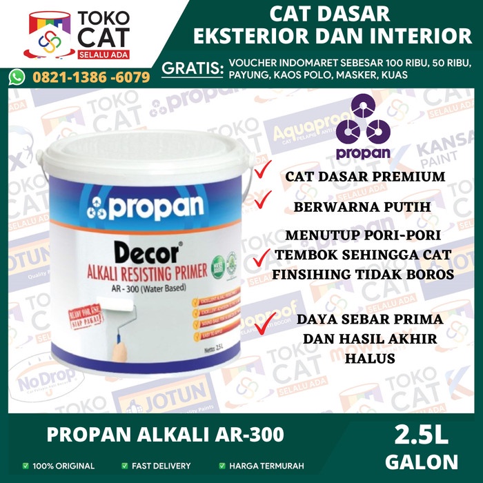 Jual CAT DASAR LUAR PROPAN ALKALI AR 300 WARNA PUTIH UKURAN 2.5L GALON ...