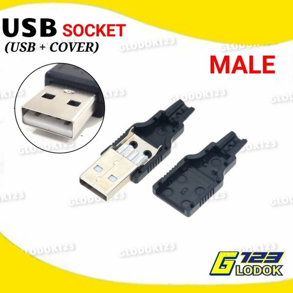 Jual Soket USB 4 Pin Plug Socket Connector Kosong Jantan Male Betina ...