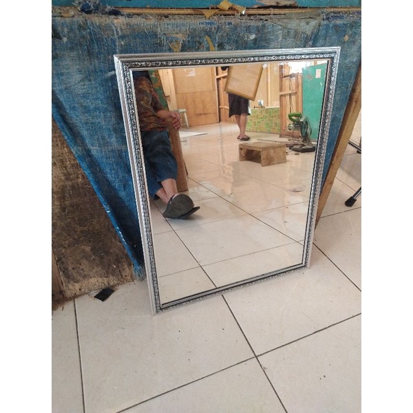 Jual CERMIN BINGKAI SILVER UKURAN 50 X 60 | Shopee Indonesia