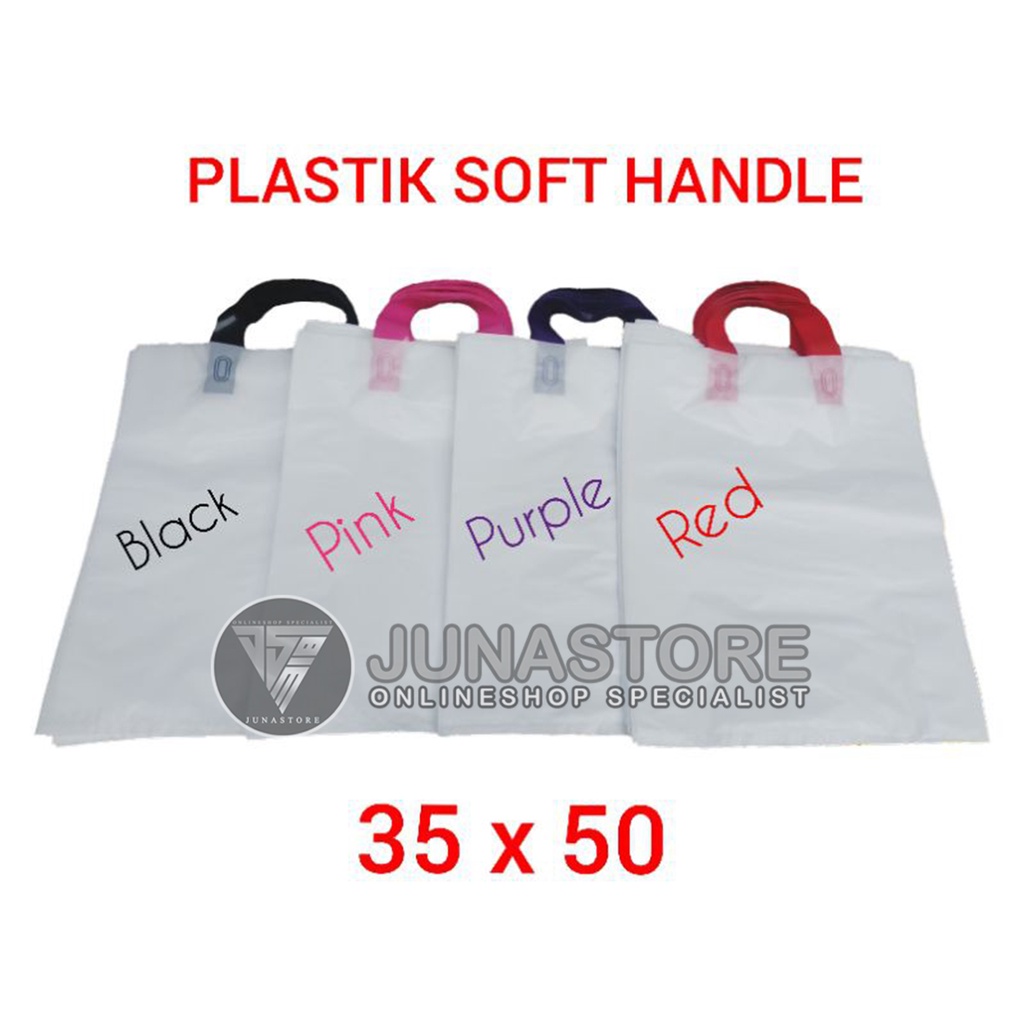 Jual Plastik Shopping Bag Plastik Soft Handle Kantong Putih Rea 35x50