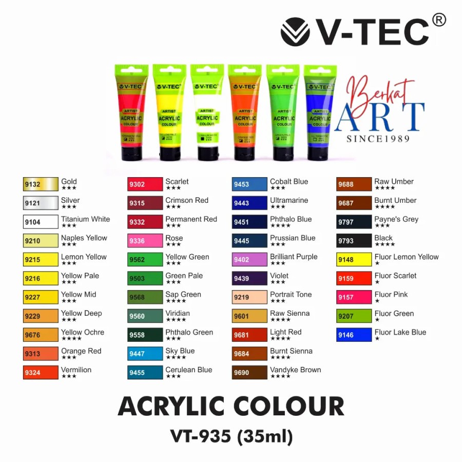 Jual V-TEC Acrylic Paint Colour 35ml / Cat Akrilik V-TEC | Shopee Indonesia
