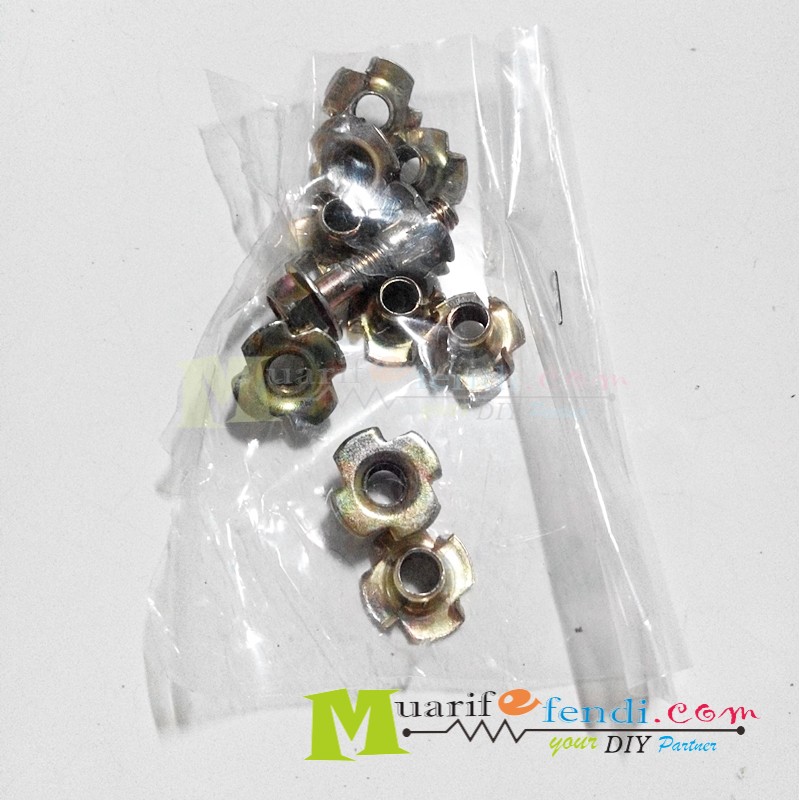 Jual Baut T nut M6 x 10mm Tee nut baut tanam 4 prong CAKRAM | Shopee ...