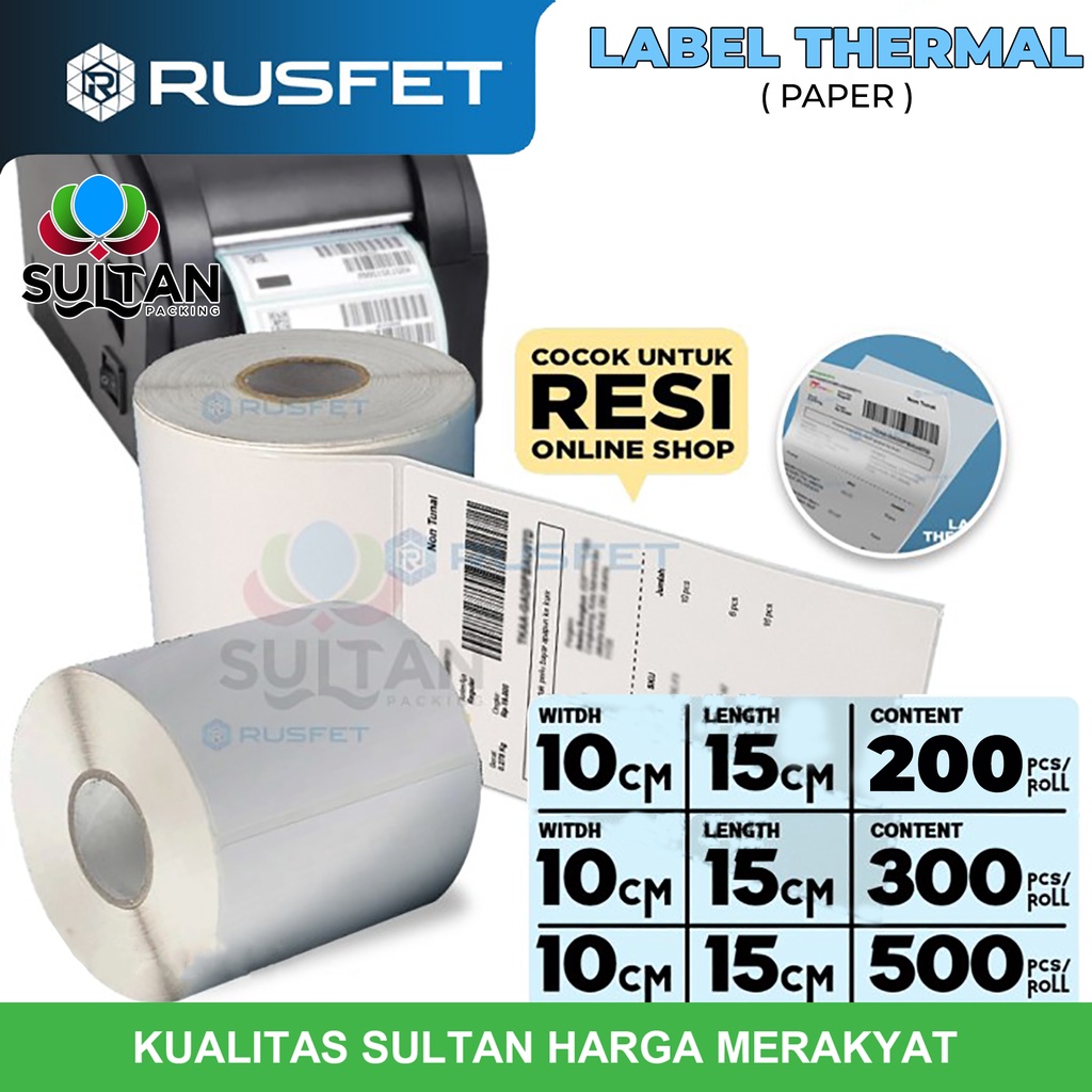 Jual Label Kertas Sticker Thermal Resi Paper stiker printer barcode POS | Shopee Indonesia