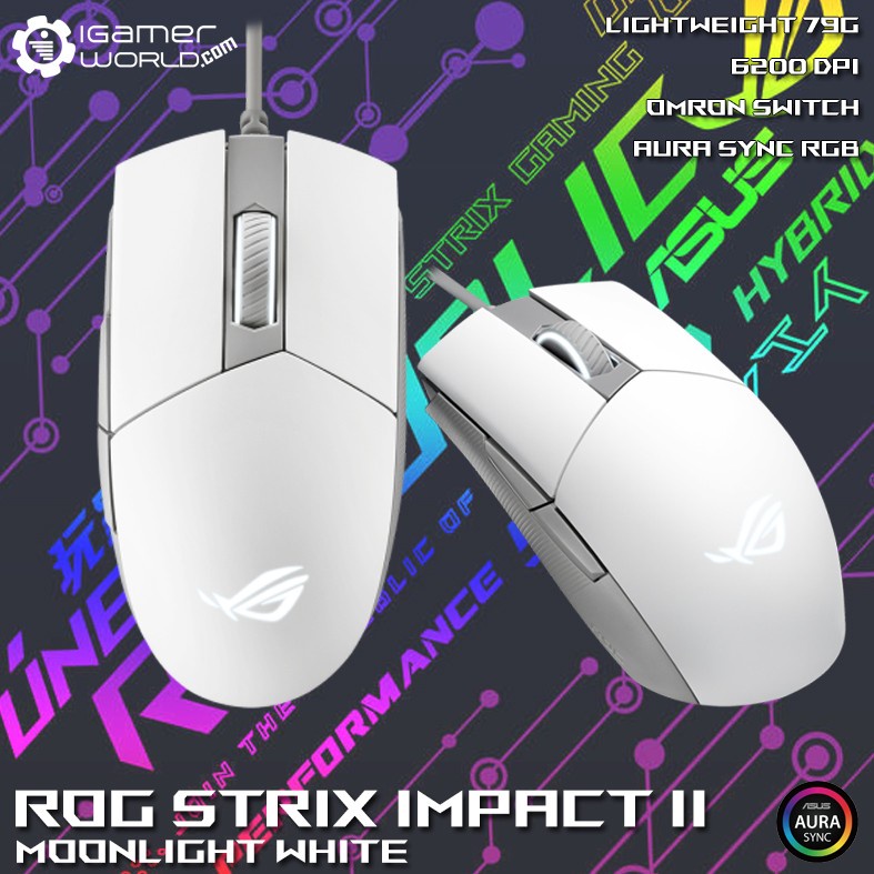 Jual ASUS ROG Strix Impact II Moonlight White Ambidextrous Gaming Mouse ...